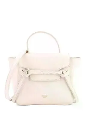 Celine Textured Leather Pico Belt Bag Shoulder Bag - White