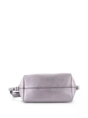 Prada Dual Strap Zip Tote Vitello Daino Small Shoulder Bag - Silver
