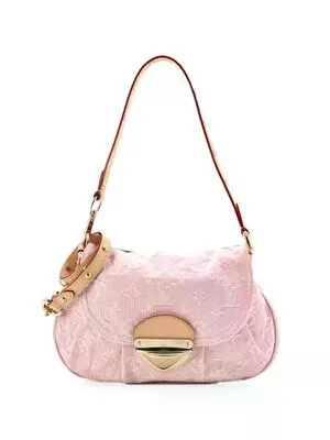 LOUIS VUITTON Sunset Handbag Remix Monogram Denim Clutch Bag - Pink