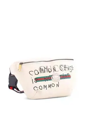 Gucci Logo Printed Leather Medium Belt Bag - White