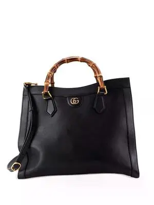 Gucci Gucci Diana NM Bamboo Handle Leather Tote Bag Black