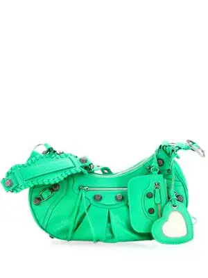 Balenciaga Le Cagole Giant Studs Shoulder Bag Leather Small Hobo Bag - Green