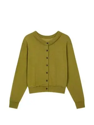 STUDIO TOMBOY Ribbed-trim Round-neck Cardigan - Green