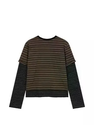 STUDIO TOMBOY Striped Layered Cotton T-shirt