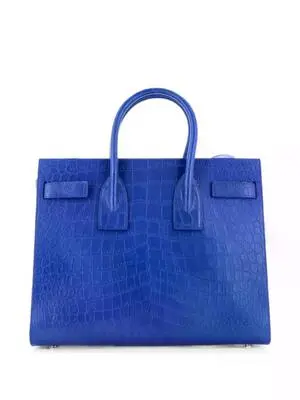 Saint Laurent Crocodile Embossed Leather Small Satchel - Blue