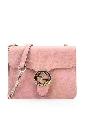 Gucci Interlocking Leather Small Shoulder Bag - Pink