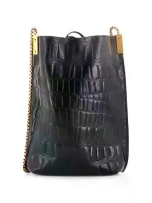 Saint Laurent Suzanne Hobo Crocodile Embossed Leather Mini Shoulder Bag