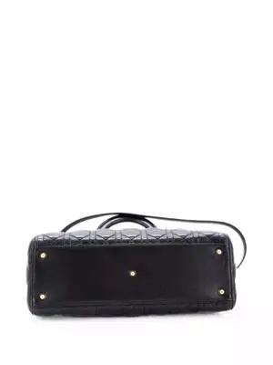 Dior Lady Cannage Quilt Lambskin Large Satchel - Black