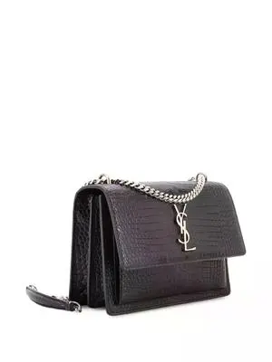 Saint Laurent Sunset Crocodile Embossed Leather Medium Crossbody Bag