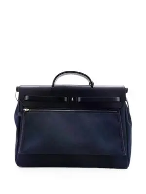 Hermès Herbag Zip Leather And Toile 39 Satchel