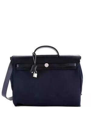 Hermès Herbag Zip Leather And Toile 39 Satchel - Blue