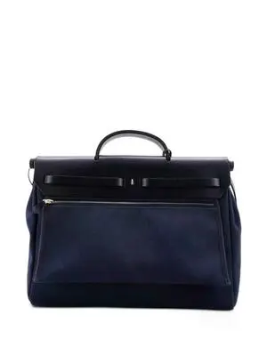 Hermès Herbag Zip Leather And Toile 39 Satchel - Blue
