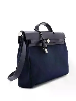 Hermès Herbag Zip Leather And Toile 39 Satchel - Blue