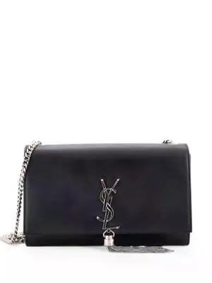 Saint Laurent Classic Monogram Tassel Leather Medium Crossbody Bag - Black