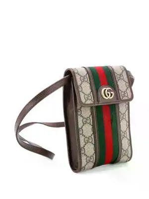 Gucci Ophidia Vertical Flap Gg Coated Canvas Mini Crossbody Bag
