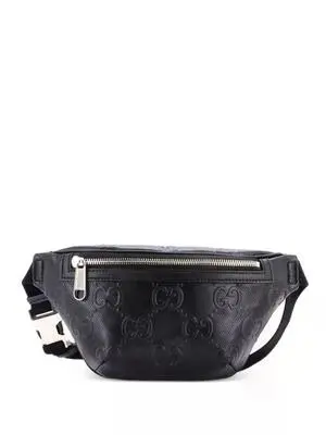 Gucci Gg Embossed Perforated Leather Belt Bag - Black
