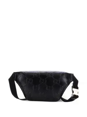 Gucci Gg Embossed Perforated Leather Belt Bag - Black