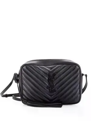 Saint Laurent Lou Camera Bag Matelasse Chevron Leather Small Crossbody Bag - Black