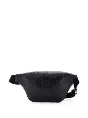 Gucci Gg Embossed Perforated Leather Belt Bag - Black