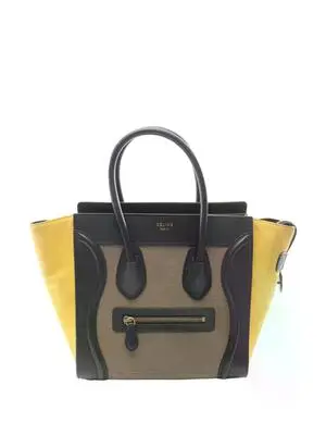 Celine 2010-2015 Micro Tricolor Leather Luggage Tote Bag - Black