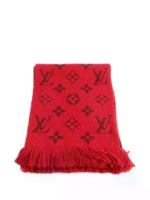 LOUIS VUITTON Monogram Fringed Scarf - Red