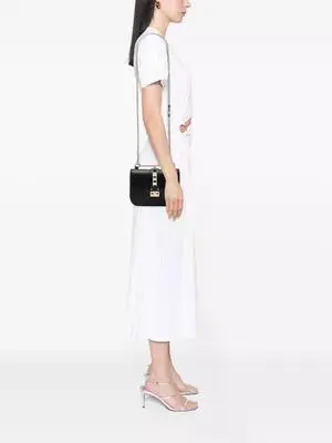 Valentino Garavani 2000-2017 Small Leather Rockstud Glam Lock Crossbody Bag - Black
