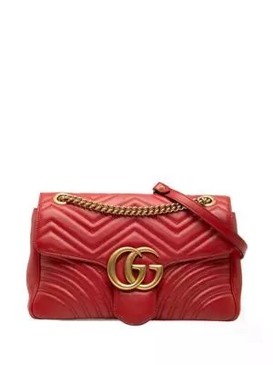 Gucci 2016-2026 Large Gg Marmont Matelasse Leather Shoulder Bag - Red