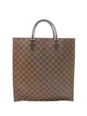 LOUIS VUITTON 2005 Damier Ebene Sac Plat Tote Bag - Brown