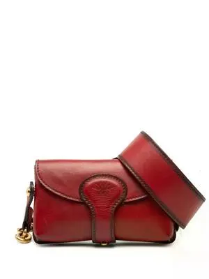 Dior 2017 Mini Leather D Bee Saddle Bag Crossbody Bag - Red