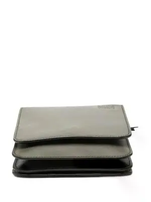 Loewe Bicolor Leather Anagram Gusset Flat Crossbody Bag - Green