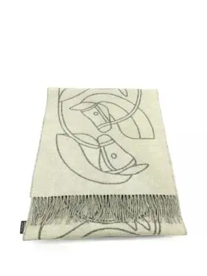Hermès Horse-print Fringed Scarf