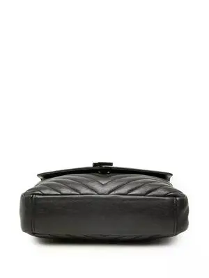 Saint Laurent Medium Chevron Sheepskin Monogram College Bag - Black