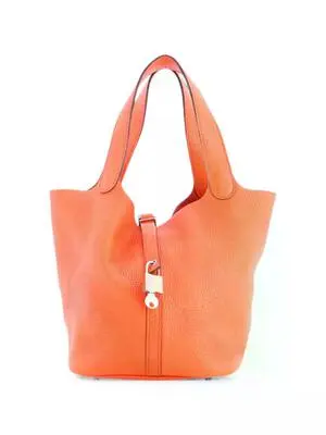 Hermès Picotin Lock Bag Clemence Mm Bucket Bag - Orange