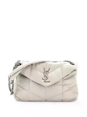 Saint Laurent Loulou Puffer Shoulder Bag Quilted Leather Small Crossbody Bag - Neutrals