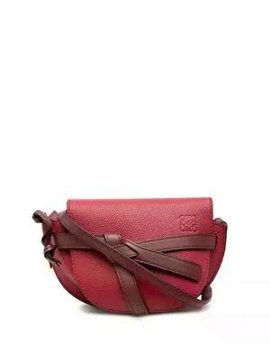 Loewe 2018 Mini Bicolor Grained Calfskin Gate Crossbody Bag - Red