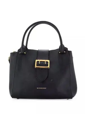 Burberry Buckle Leather Medium Tote Bag - Black