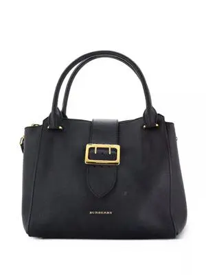 Burberry Buckle Leather Medium Tote Bag - Black