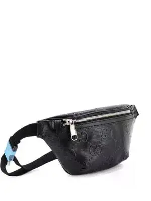 Gucci Gg Embossed Perforated Leather Belt Bag - Black