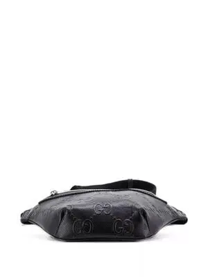 Gucci Gg Embossed Perforated Leather Belt Bag - Black