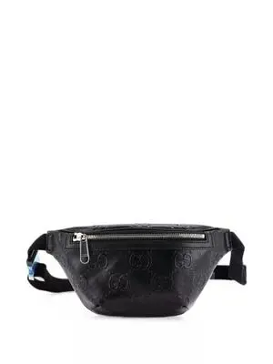 Gucci Gg Embossed Perforated Leather Belt Bag - Black