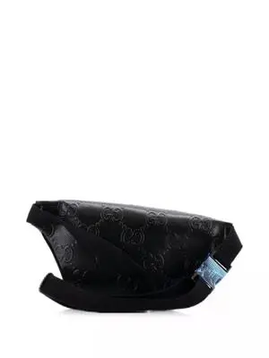 Gucci Gg Embossed Perforated Leather Belt Bag - Black