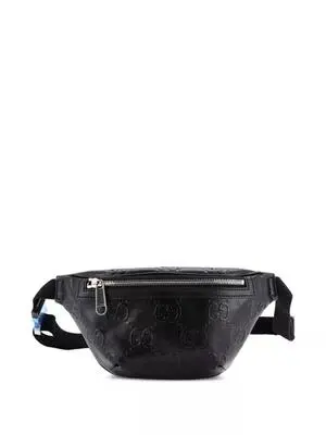 Gucci Gg Embossed Perforated Leather Belt Bag - Black