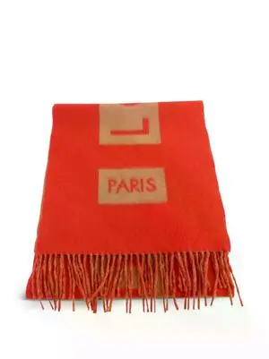 LOUIS VUITTON Fringed Logo-print Scarf - Orange