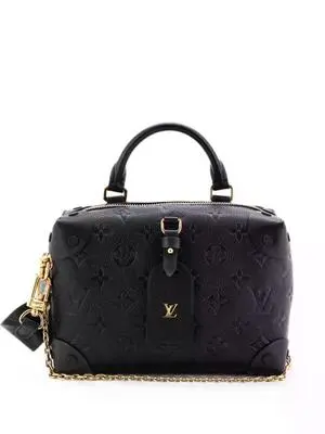 LOUIS VUITTON Petite Malle Souple Handbag Monogram Empreinte Leather Shoulder Bag - Black