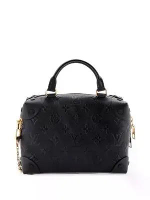 LOUIS VUITTON Petite Malle Souple Handbag Monogram Empreinte Leather Shoulder Bag - Black