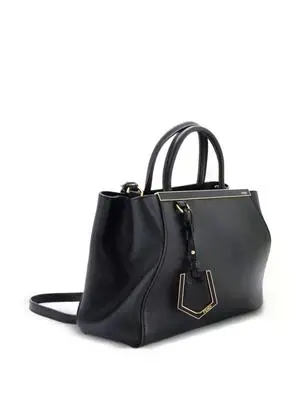 Fendi 2jours Petite Satchel Leather Bag - Black