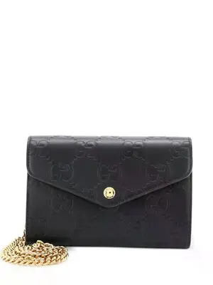 Gucci Envelope Wallet On Chain Guccissima Leather Shoulder Bag - Black