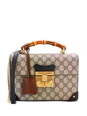 Gucci Padlock Bamboo Gg Coated Canvas Small Shoulder Bag
