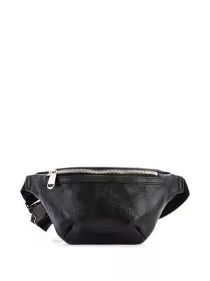 Gucci Gg Embossed Perforated Leather Belt Bag - Black