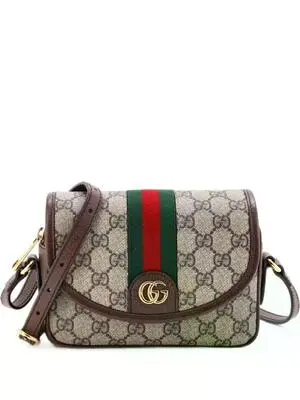 Gucci Ophidia Flap Shoulder Bag Gg Coated Canvas Mini Crossbody Bag - Brown